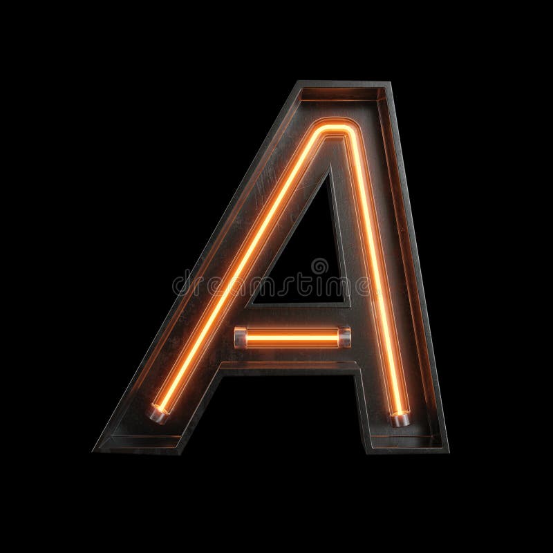 Neon Light Alphabet a with Clipping Path Stock Illustration ...