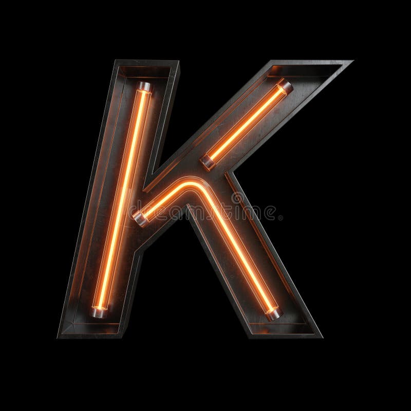 Neon Light Alphabet K with Clipping Path Stock Illustration ...