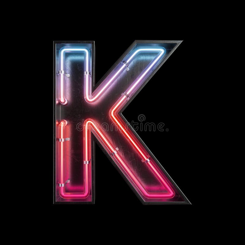 Neon Light Alphabet K with Clipping Path Stock Illustration ...