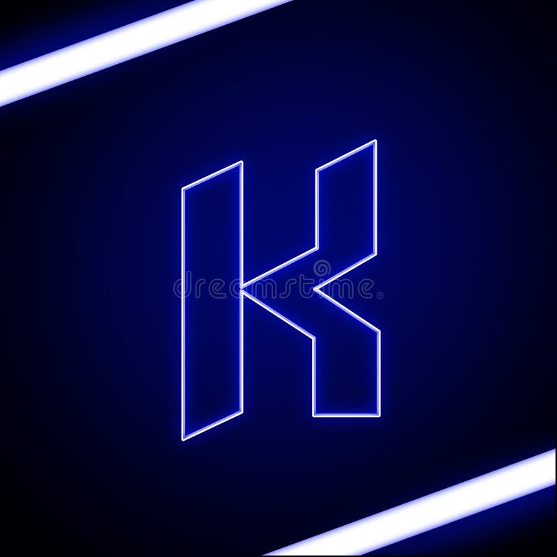 Neon Light Alphabet K with Clipping Path. 3D Illustration Stock ...