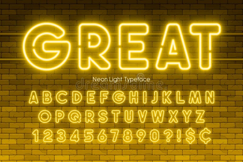 Neon Light Alphabet, Numbers, Extra Glowing Font Stock Vector ...