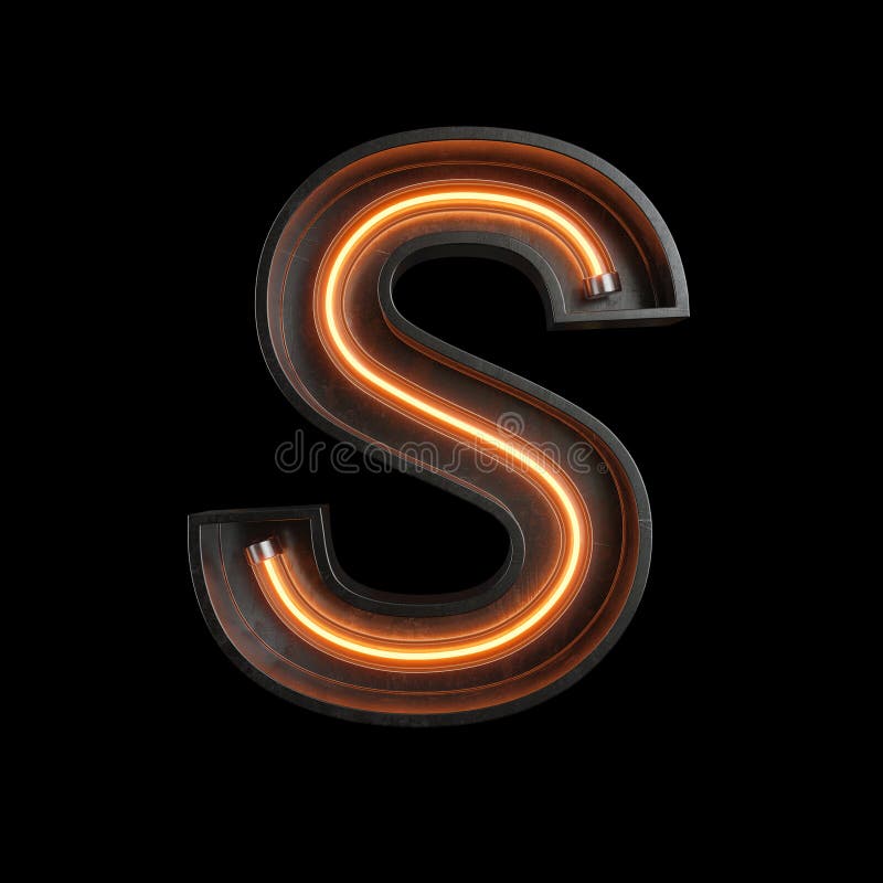 Neon Light Alphabet S With Clipping Path Stock Illustration ...