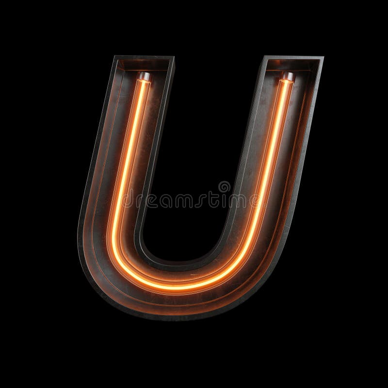 Neon Light Alphabet U with Clipping Path Stock Illustration ...