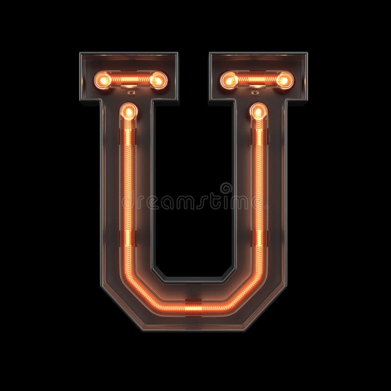 Neon Light Alphabet U stock illustration. Illustration of abstract ...