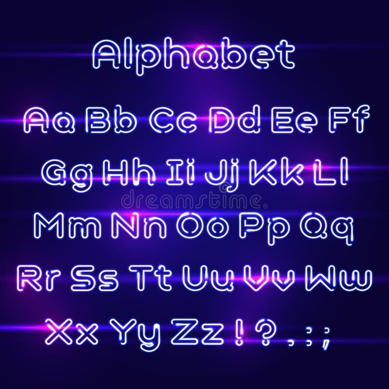 Neon Light Alphabet Vector Font. Realistic . Stock Vector ... Neon Light Alphabet Vector Font. Realistic . Stock Vector ...