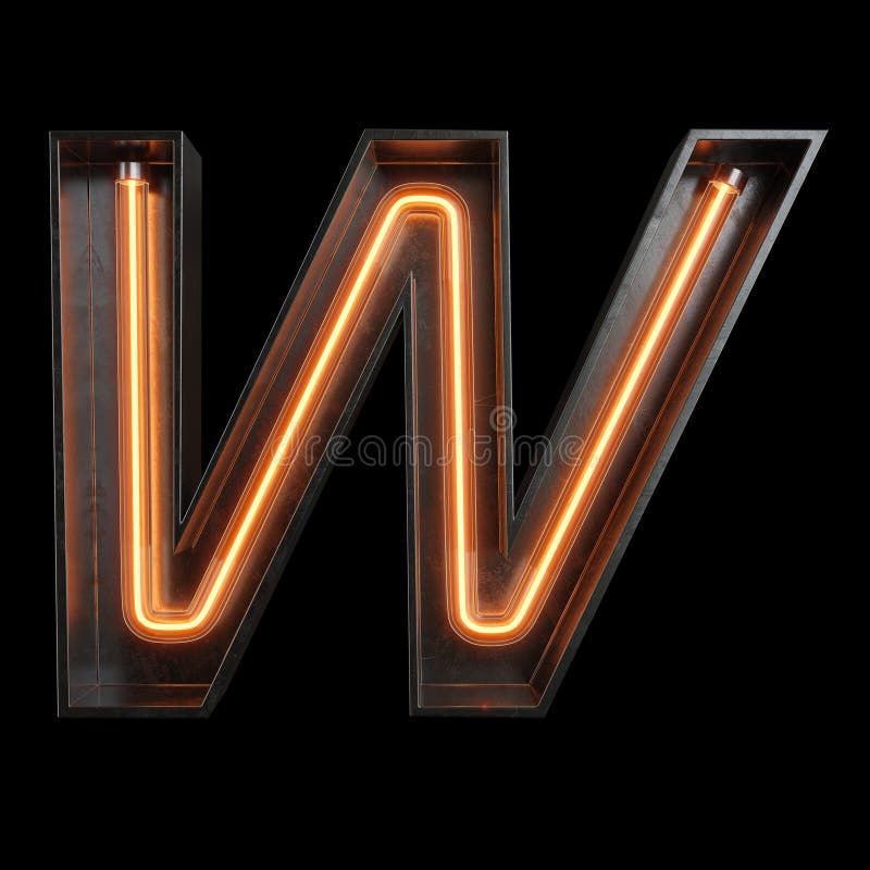 Neon Light Alphabet W with Clipping Path Stock Illustration ...