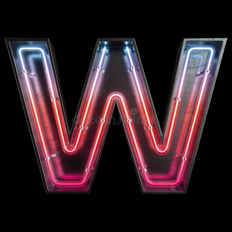 Neon Light Alphabet W with Clipping Path Stock Illustration ...