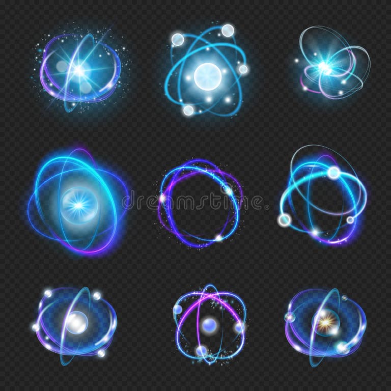 Neon Light Atomic Neutron, Molecule Fusion in Core Stock Vector ...
