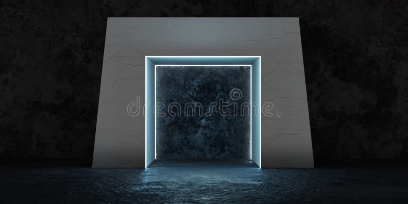 Neon Light Background Wall Scene. Empty with Lights at Night Hall Scene ...