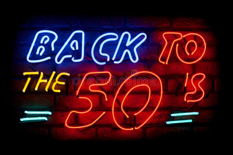 Back To the 50 S - Neon Light Stock Photo - Image of people, restaurant ...