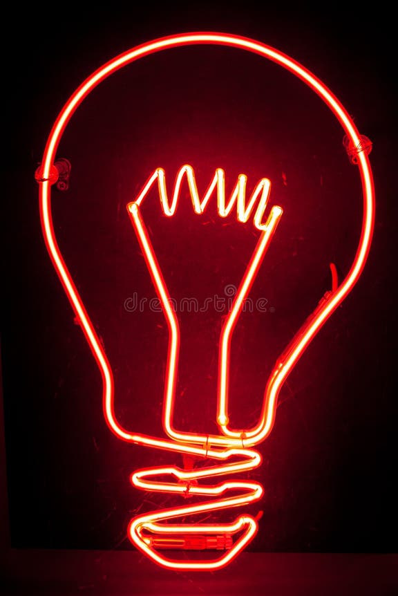 Neon Light Bulb stock photo. Image of idea, electricity - 23961992