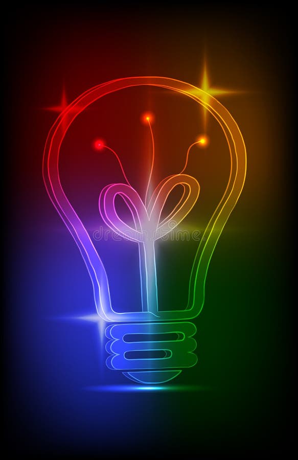 Neon light bulb stock illustration. Illustration of graphic - 44352511