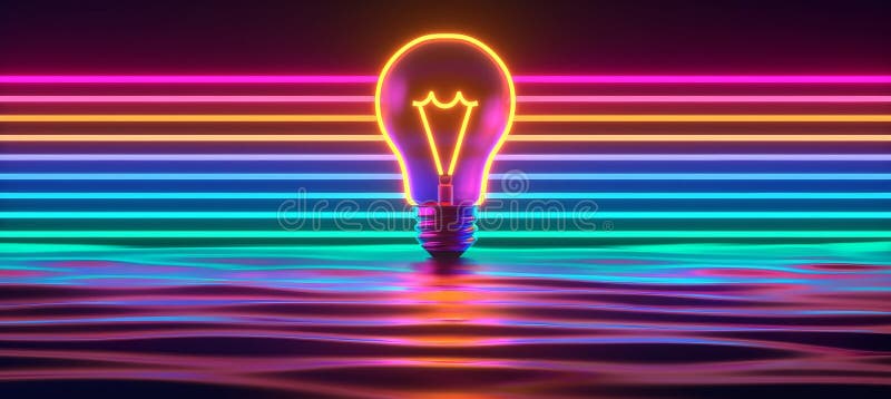 Neon Light Bulb Illuminating Empty Space, Conceptual Lighting Design in ...