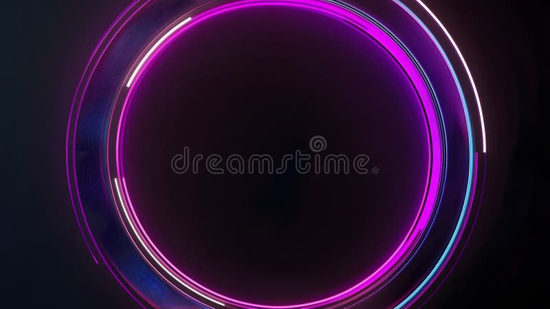 Neon Light Circle Frame, Dark Space in Middle, Glowing Modern Tech Vibe ...