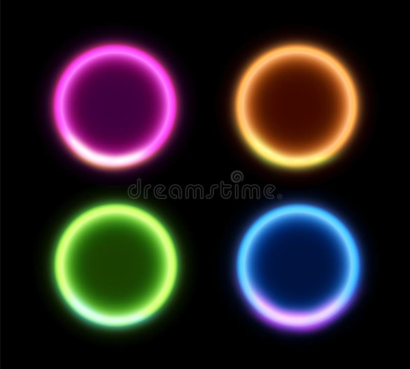 Neon Light Circle Ring. Purple Glow Laser Neon Round Vector Effect ...