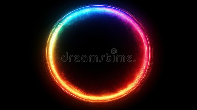 Neon Light Circle with Vibrant Color Spectrum Stock Image - Image of ...
