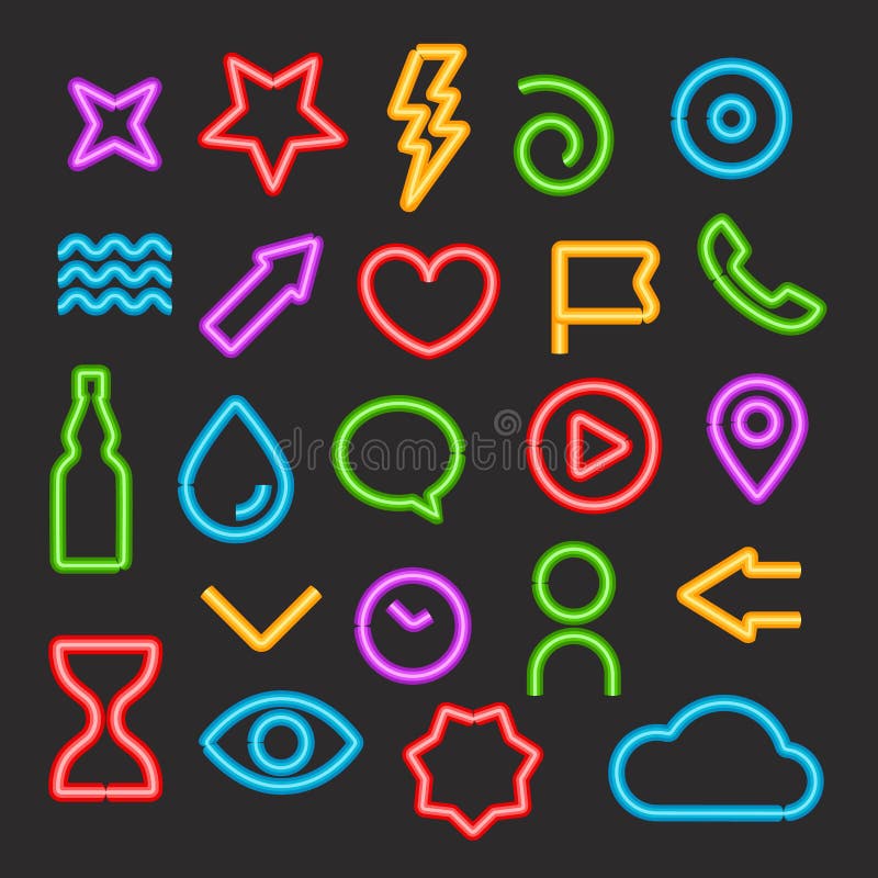 Neon Light Color Elements. Vector Stock Vector - Illustration of ...