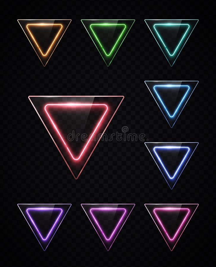 Neon Light Color Set of Shining Rounded Triangle. Stock Vector ...