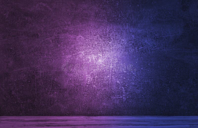 Neon Light on Concrete Wall Texture Background. Lighting Effect Blue ...