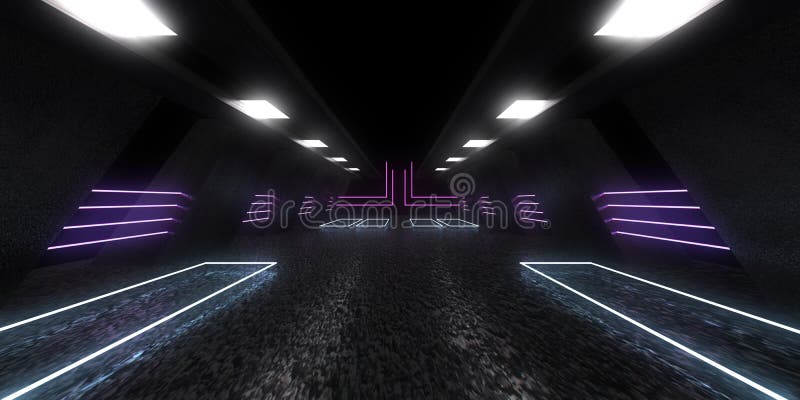 Neon light corridor stock illustration. Illustration of lamps - 222516391