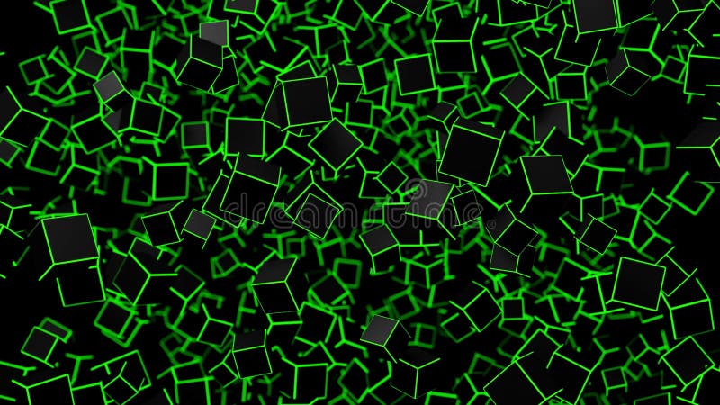 Neon Light Cube Block Network Futuristic Flying into Digital ...