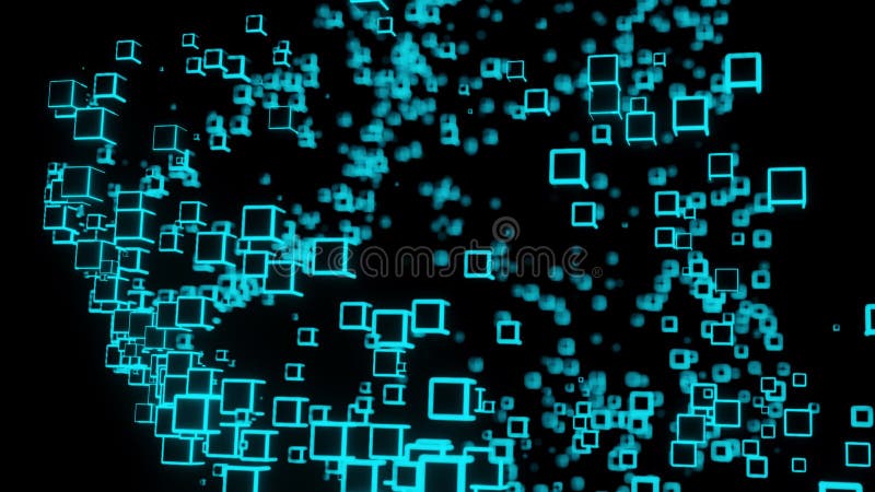 Neon Light Cube Block Network Futuristic Flying Matrix Digital ...