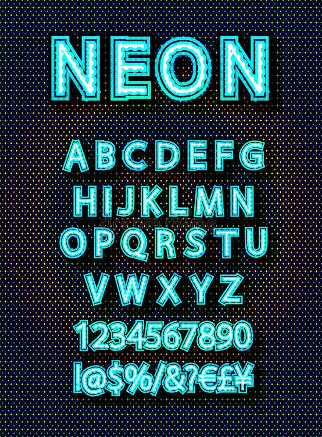 Neon Light 3d Alphabet, Extra Glowing Font Stock Vector - Illustration ...