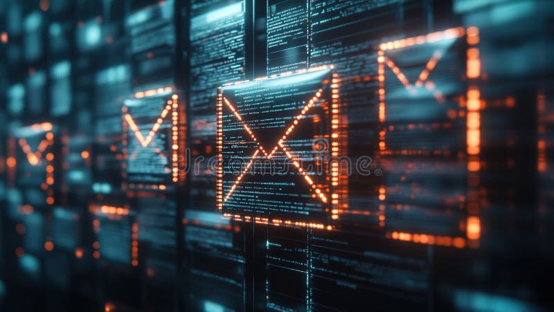 Neon Light Digital Envelope, Message, E-mail Stock Illustration ...