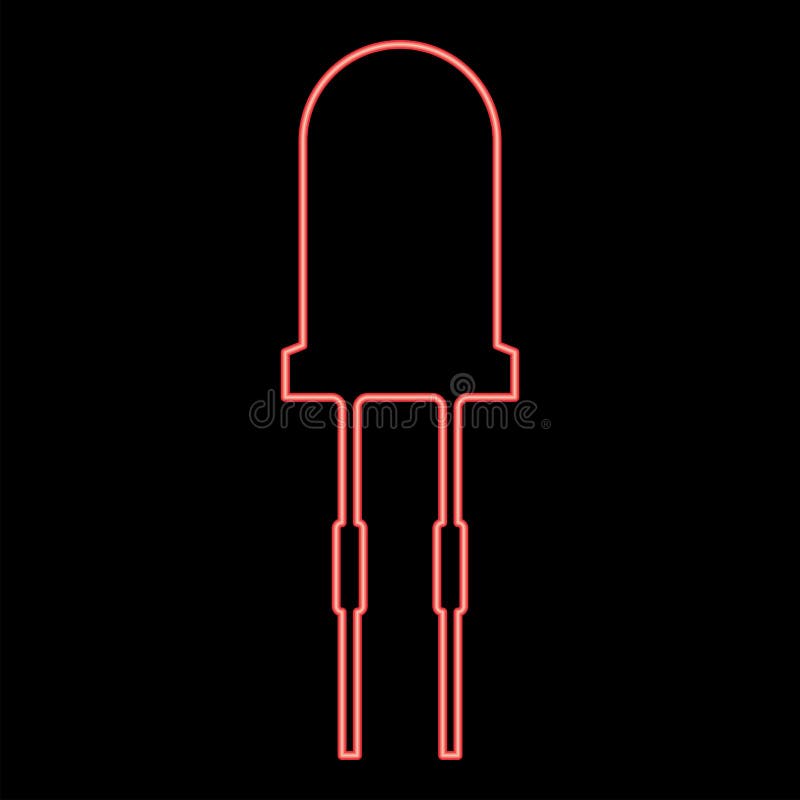 Neon Light Diode Red Color Vector Illustration Image Flat Style Stock ...