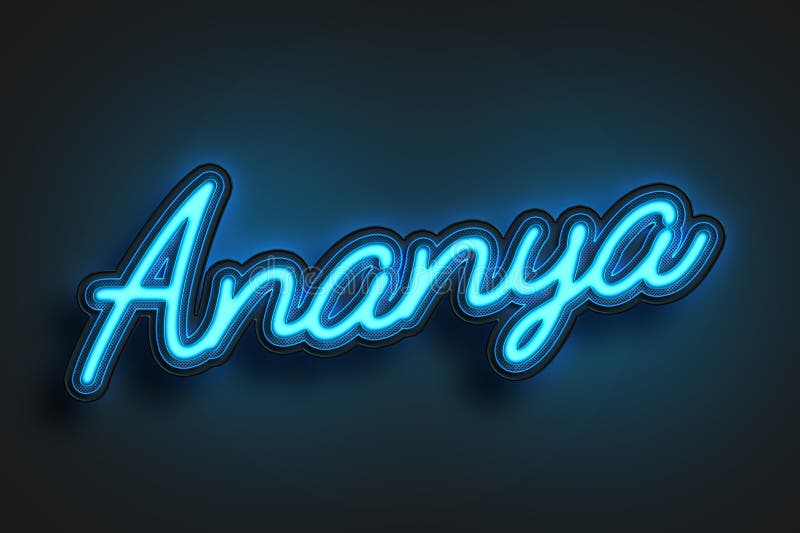 Neon Light Editable Text Effect of Hindi Name Ananya. Stock Image ...