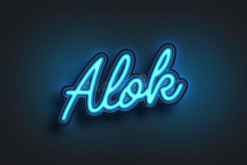Neon Light Editable Text Effect of Hindi Name Alok. Stock Image - Image ...