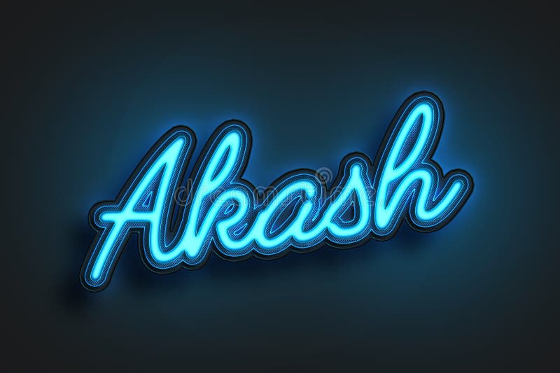 Neon Light Editable Text Effect of Hindi Name Akash. Stock Image ...