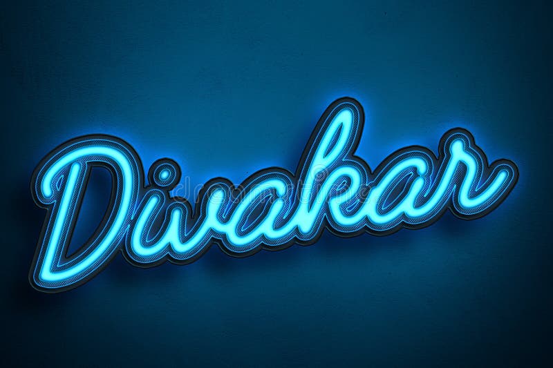 Neon Light Editable Text Effect of Hindi Name Divakar. Stock Photo ...