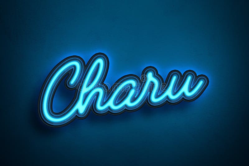 Neon Light Editable Text Effect of Hindi Name Charu. Stock Photo ...