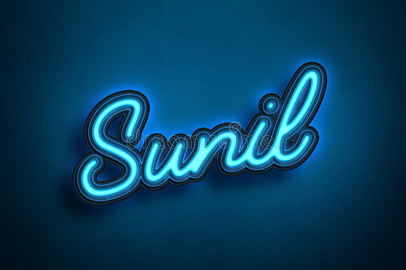 Neon Light Editable Text Effect of Hindi Name Sunil. Stock Image ...