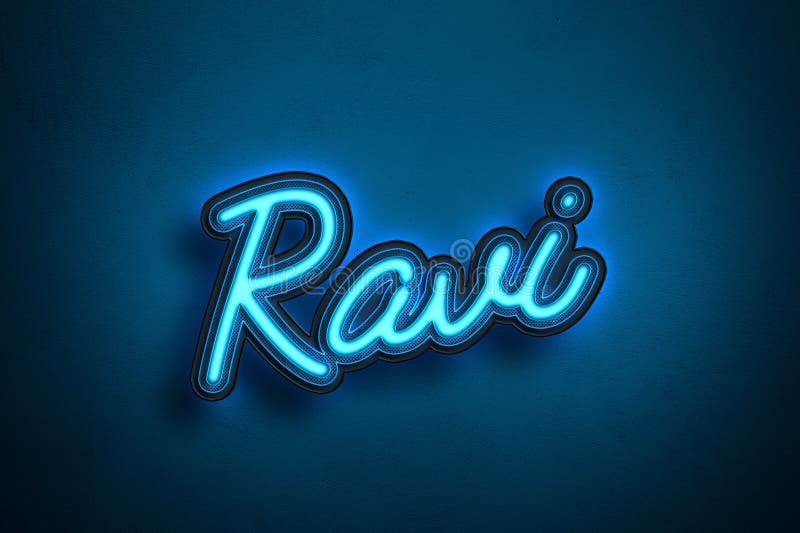 Neon Light Editable Text Effect of Hindi Name Ravi. Stock Photo - Image ...