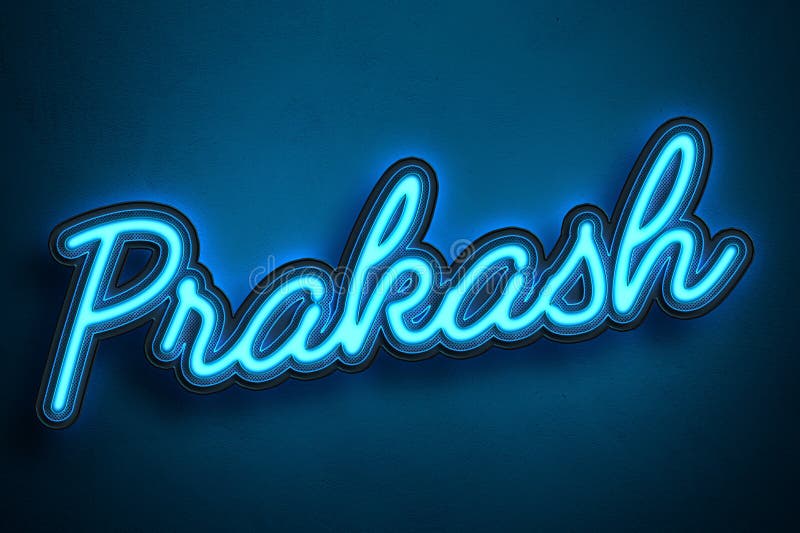 Neon Light Editable Text Effect of Hindi Name Prakash. Stock Photo ...