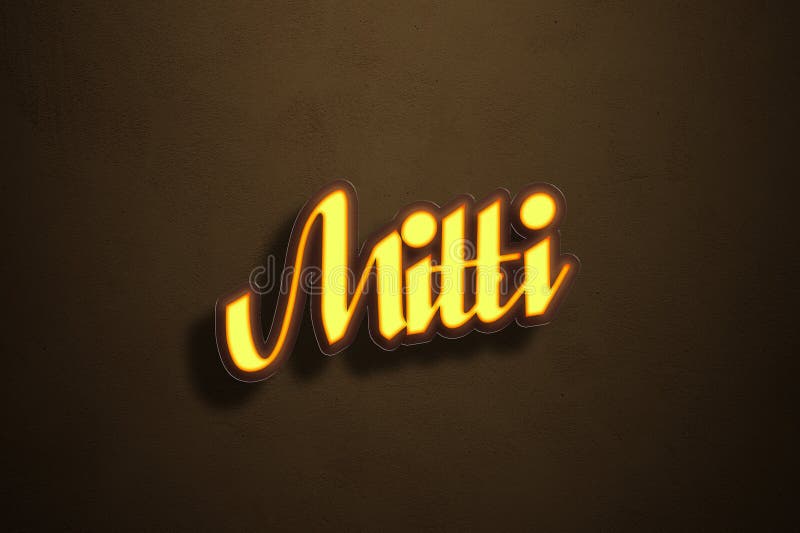Yellow Neon Light Text Effect of Hindi Word Mitti on Golden Background ...