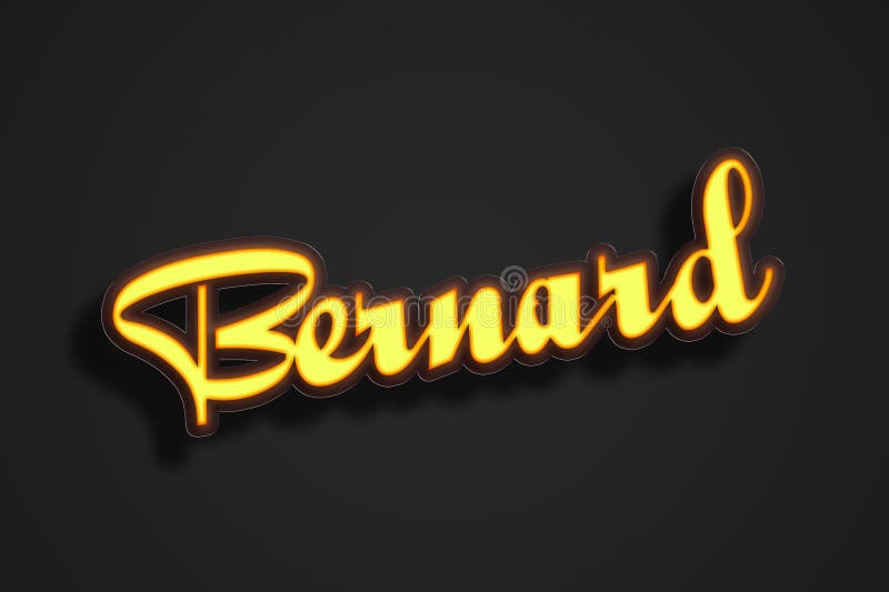 Yellow Neon Light Text Effect of Name Bernard on Golden Background ...