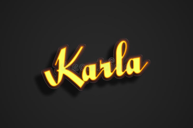 Yellow Neon Light Text Effect of Name Karla on Golden Background Stock ...