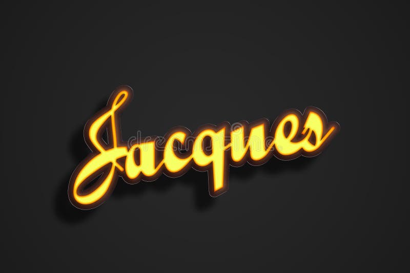 Yellow Neon Light Text Effect of Name Jacques on Golden Background ...
