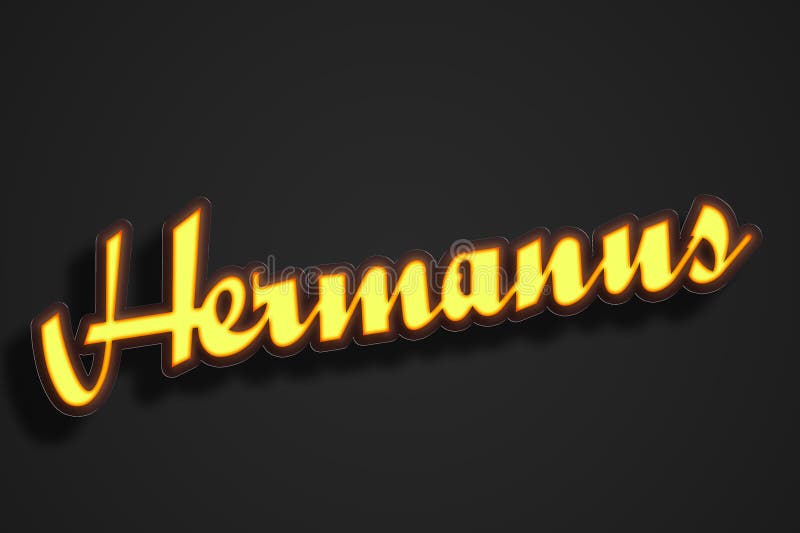 Yellow Neon Light Text Effect of Name Hermanus on Golden Background ...