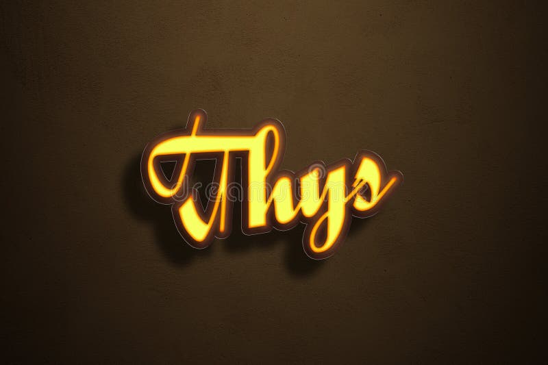Yellow Neon Light Text Effect of Name Thys on Golden Background Stock ...