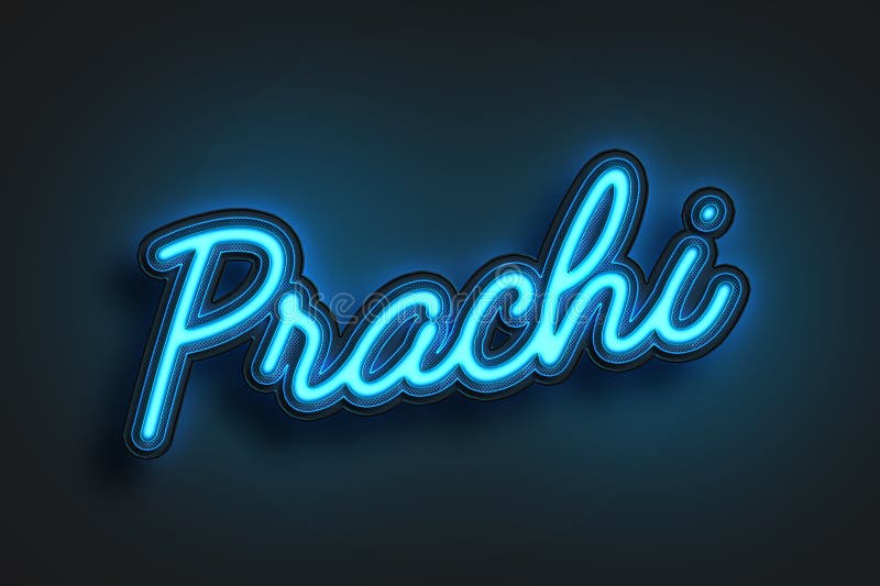 Neon Light Editable Text Effect of Hindi Name Prachi. Stock Image ...