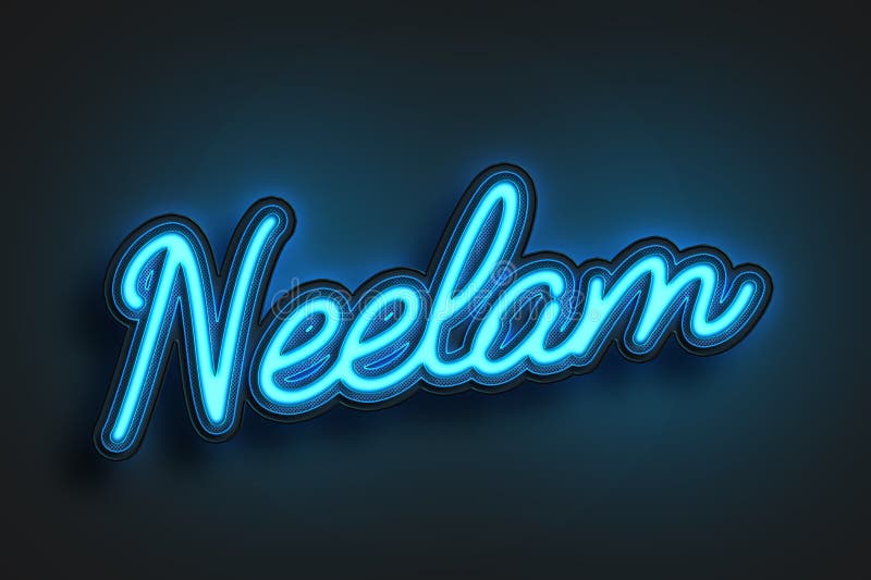 Neon Light Editable Text Effect of Hindi Name Neelam. Stock Image ...