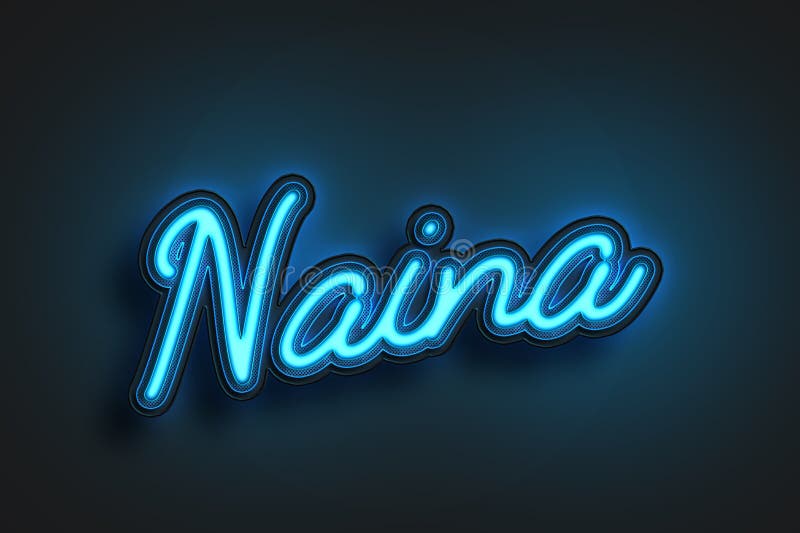 Neon Light Editable Text Effect of Hindi Name Naina. Stock Photo ...
