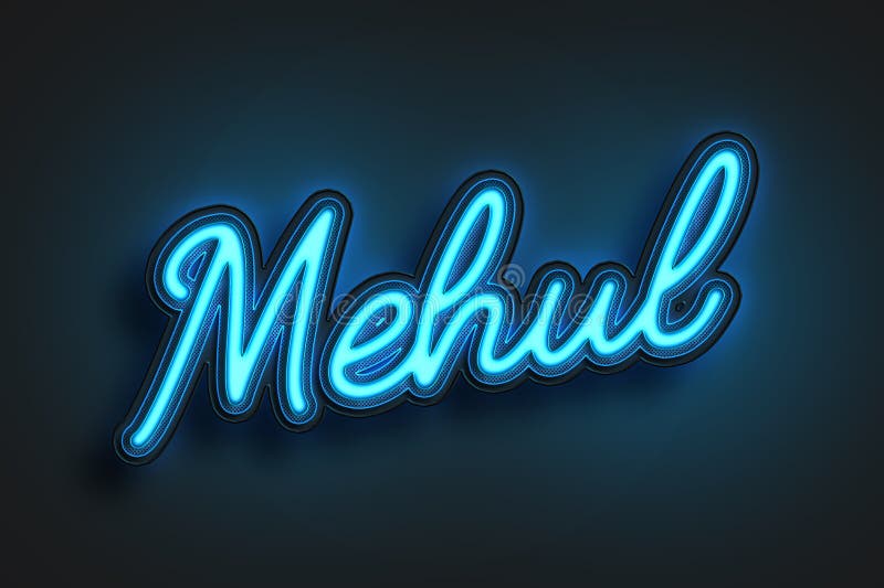 Neon Light Editable Text Effect of Hindi Name Mehul. Stock Image ...
