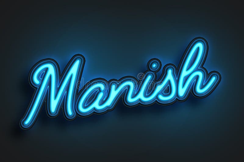 Neon Light Editable Text Effect of Hindi Name Manish. Stock Photo ...