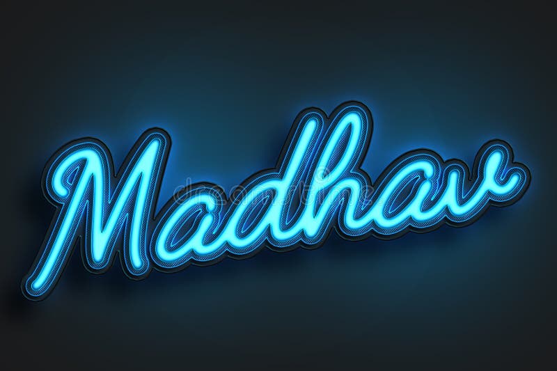 Neon Light Editable Text Effect of Hindi Name Madhav. Stock Photo ...
