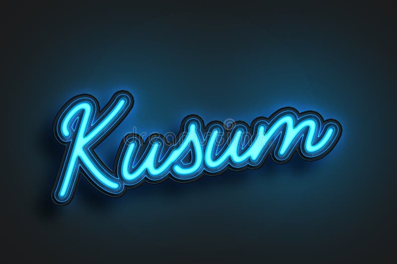 Neon Light Editable Text Effect of Hindi Name Kusum. Stock Image ...